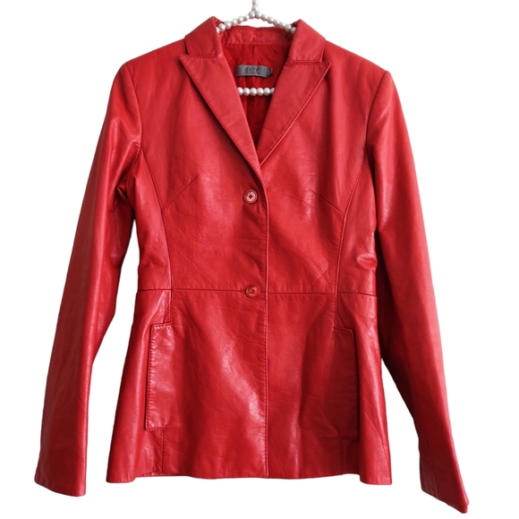 EXTE | Jackets & Coats | Exte Red Made In Italy Leather Jacket | Poshmark